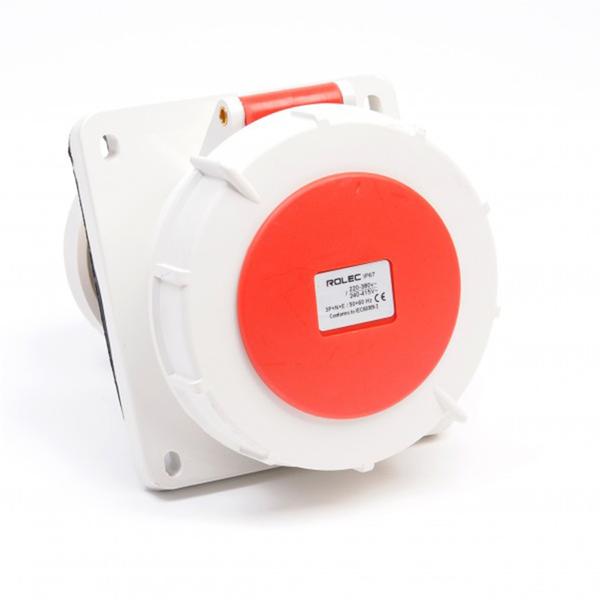 16/32amp 3pin 230v IP44 Lockable Angled Panel Socket - VoltMonkey