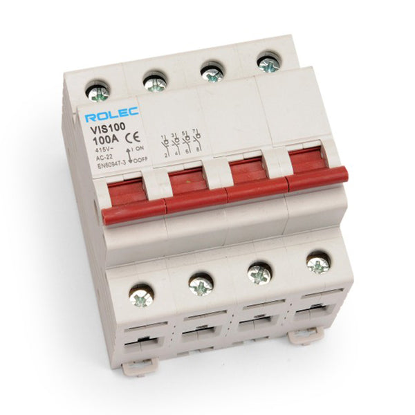 100amp 4pole 4mod Din rail mounted Isolator - VoltMonkey